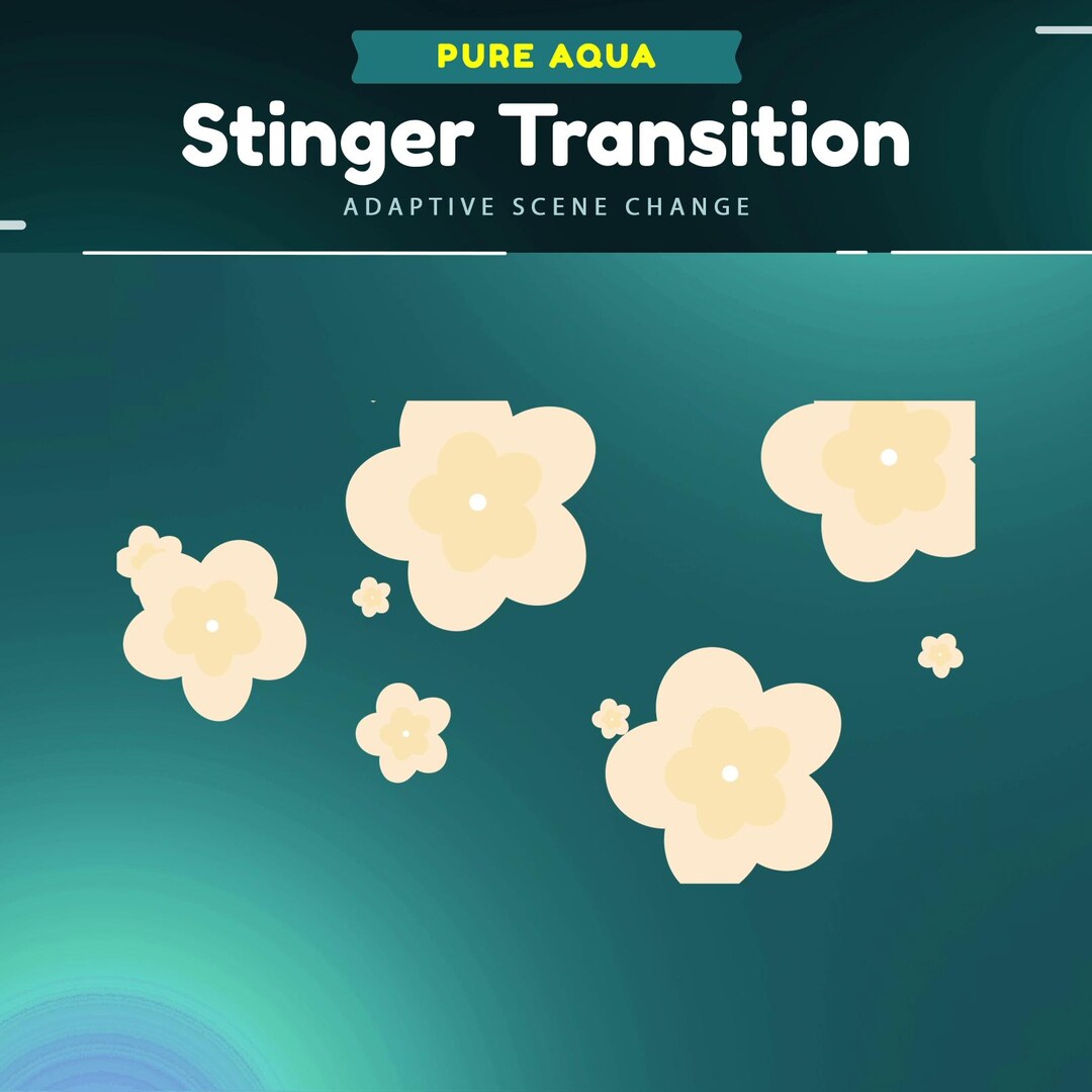 Pure Aqua Animated Stinger Transition for Twitch/simple Flower Stinger ...