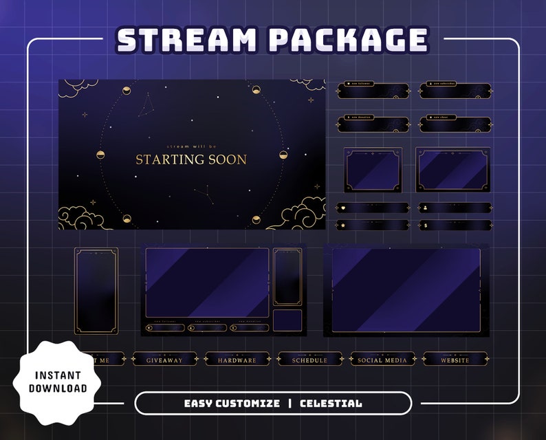 Celestial Animated Stream Package/dark Blue Theme/twitch - Etsy
