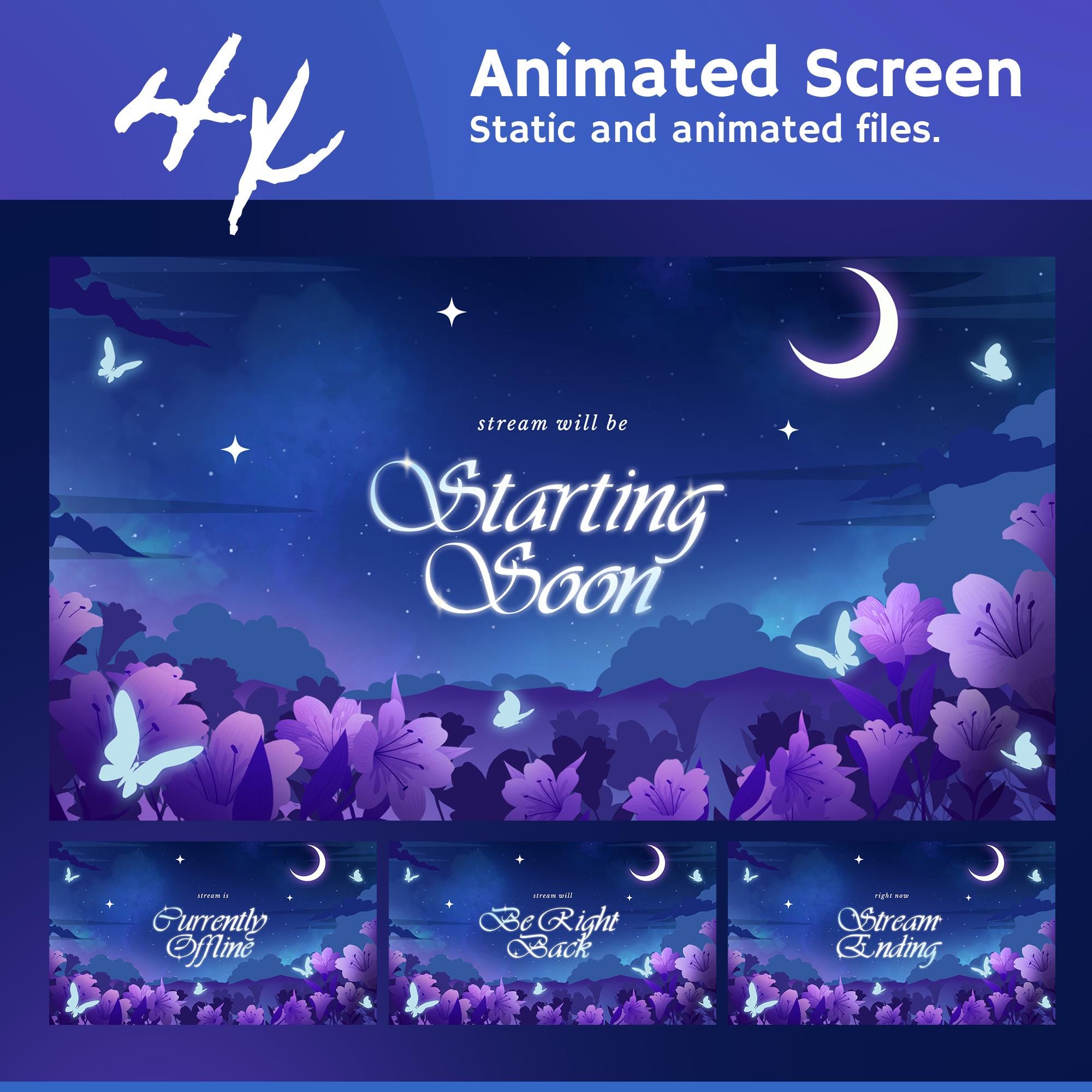 Animated Butterfly Cosmos Stream Pack: Dreamy Purple Night Sky for ...