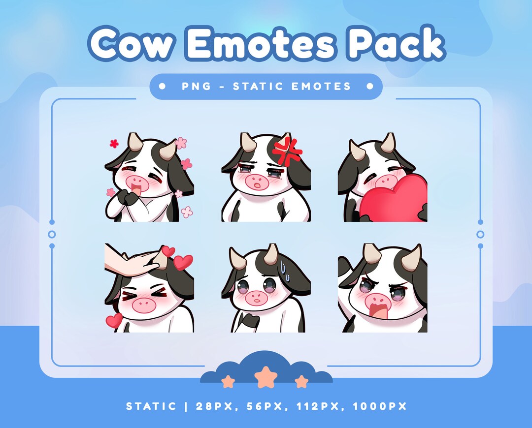 Cow Bundle Emotes Pack for Twitch, Discord, Youtube/emotes Bundle ...