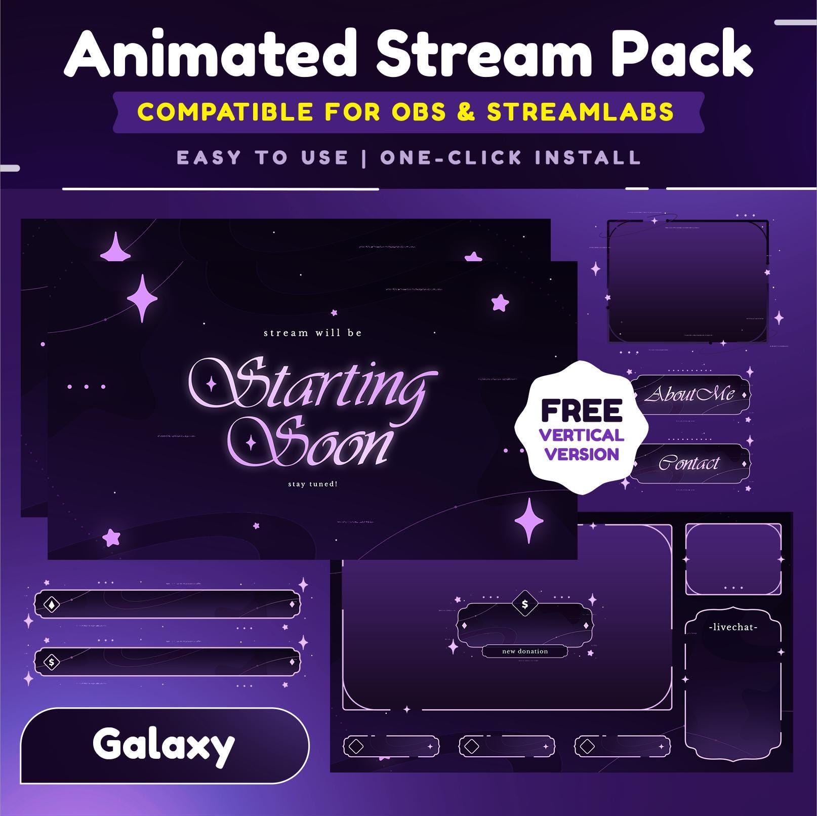 Twilight Gaze Animated Stream Overlay Package for Twitch, Kick and ...