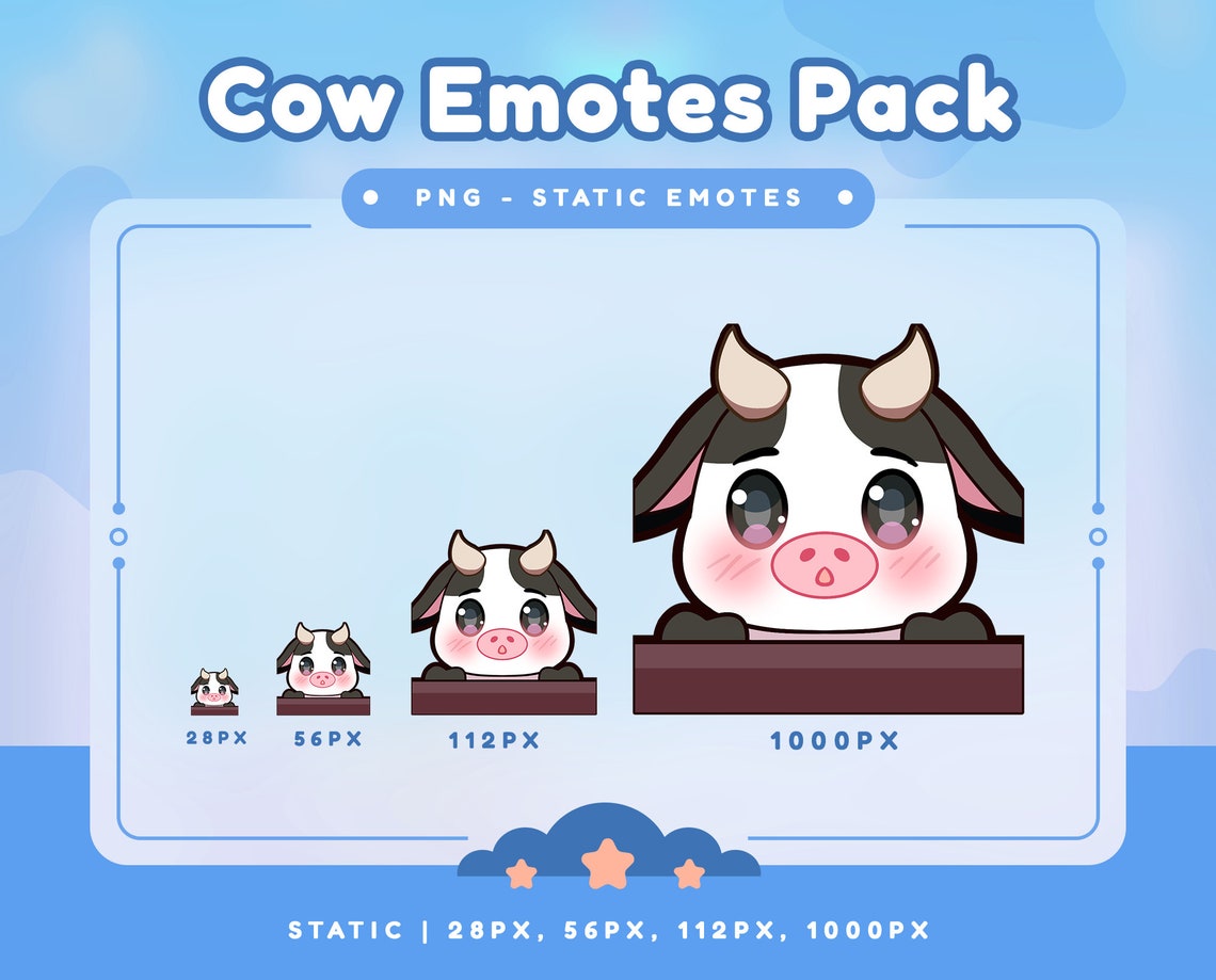 Cow Bundle Emotes Pack for Twitch, Discord, Youtube/emotes Bundle ...