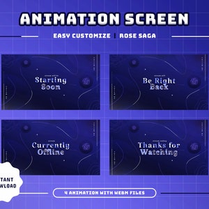 Rose Saga Animated Stream Screen/transition/stream Overlay/panels/blue ...