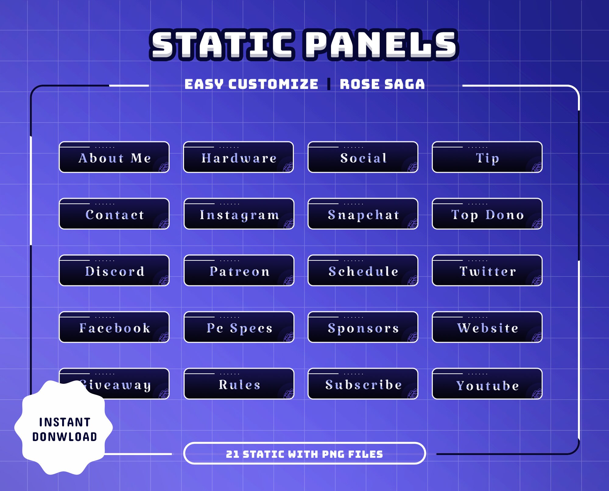 Rose Saga Stream Panel/transition/stream Overlay/panels/blue - Etsy