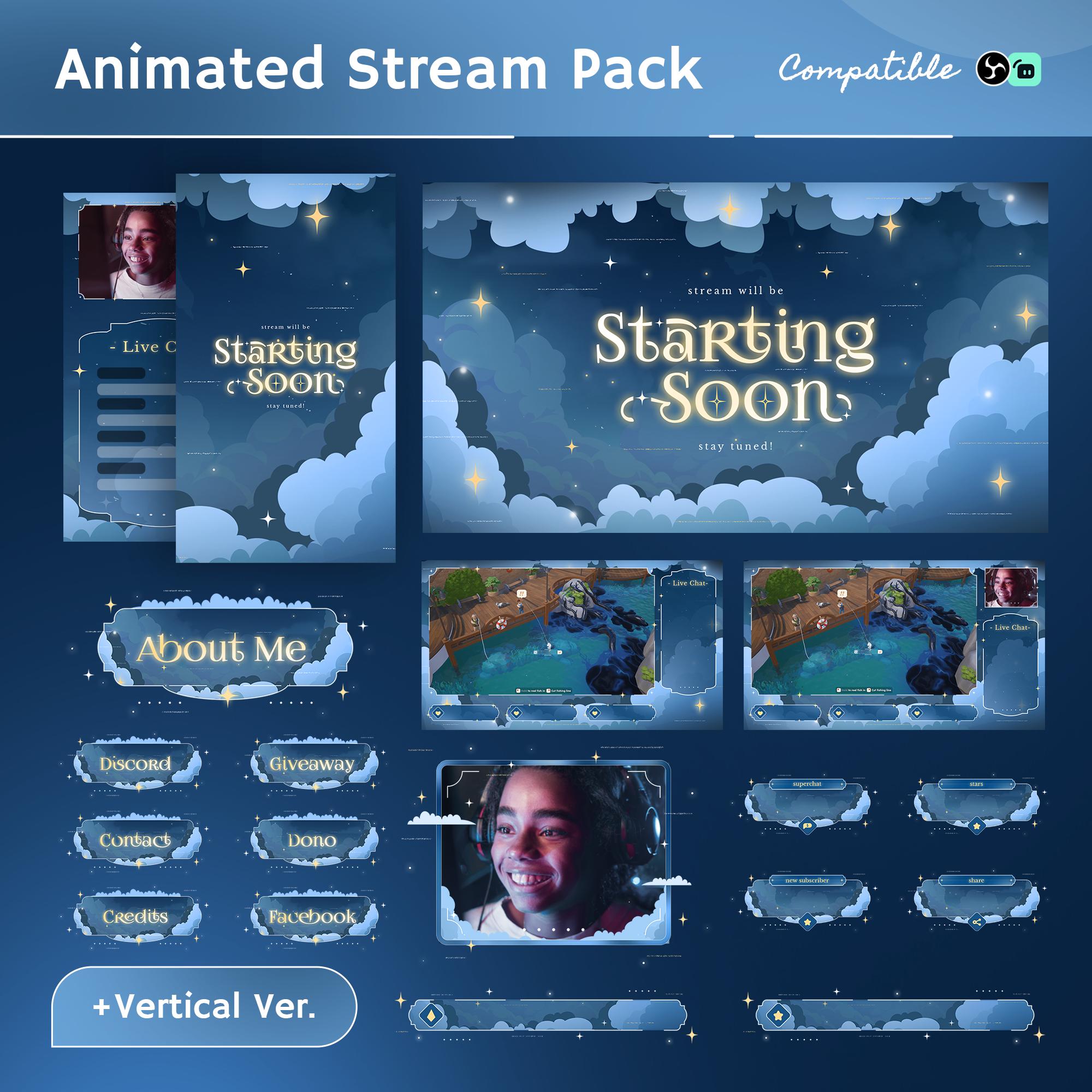 Animated Daydream Billows Stream Overlay: Dreamy Blue Sky for Twitch ...