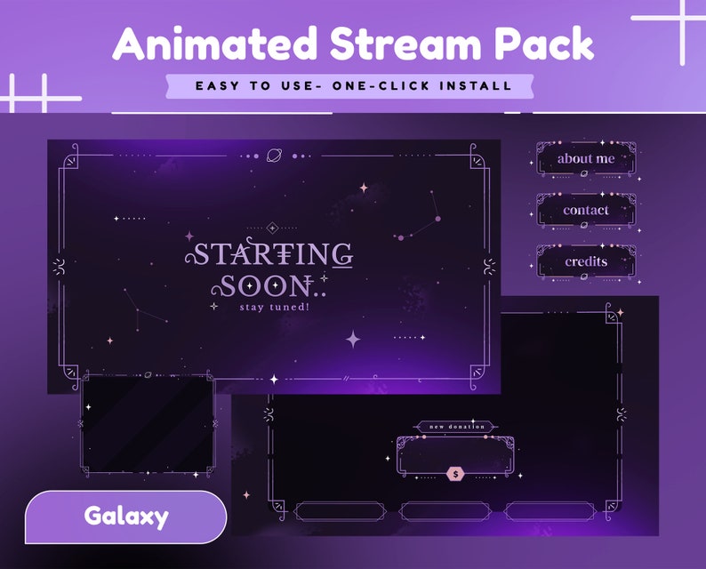 Animated Stellar Sphare Stream Pack: Dark Purple Galaxy for Twitch and ...