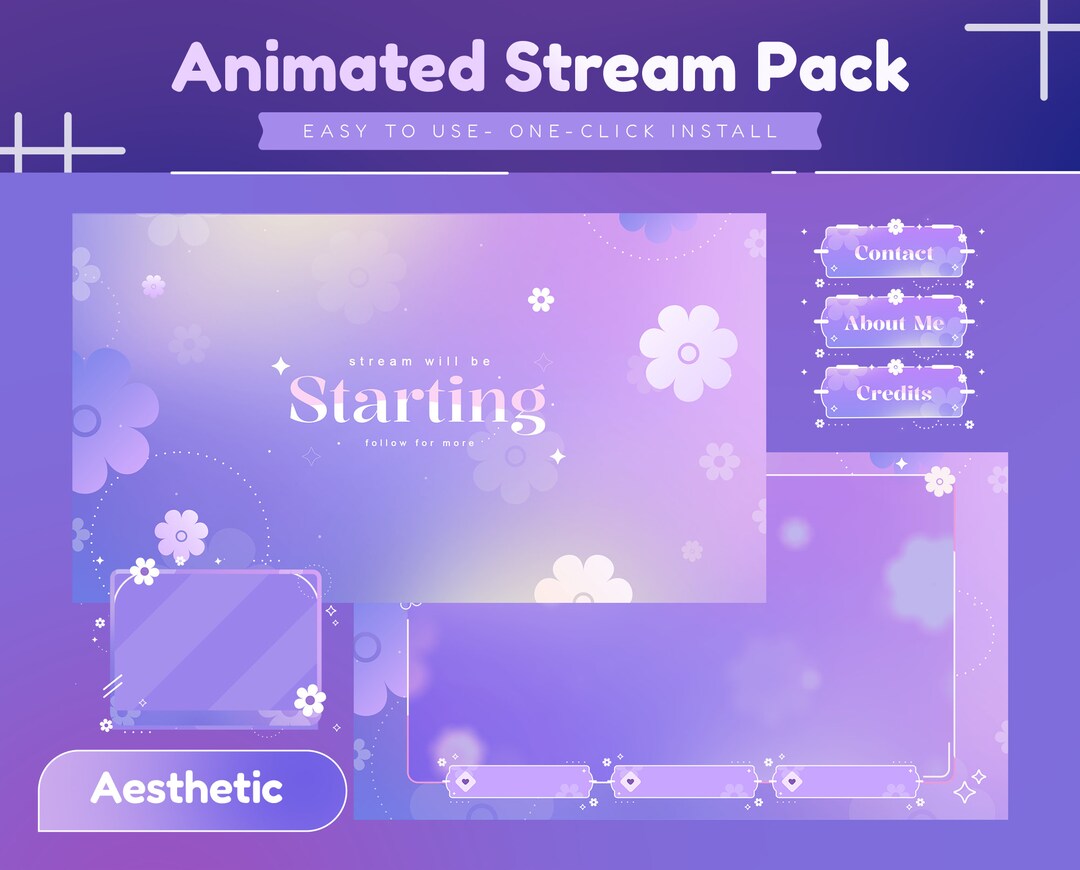 Chloe Freesia Animated Stream Package/aesthetic/purple Theme/pastel ...