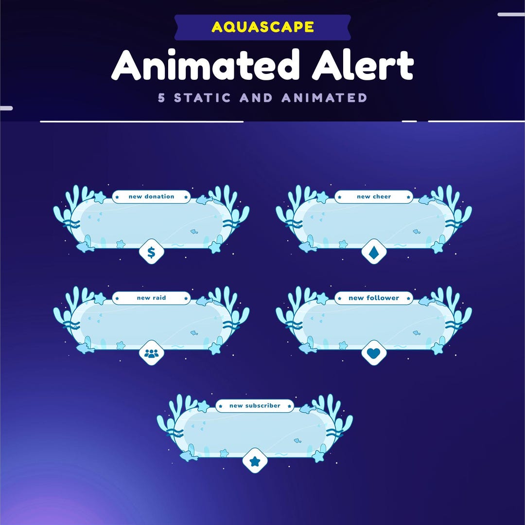 Aquascape Animated Stream Alert Package/blue Twitch Alert/notification ...