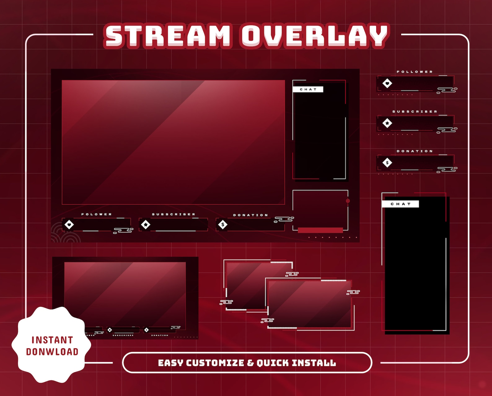 Red Lantern Animated Stream Package/stream Overlay/chinese Theme/simple ...