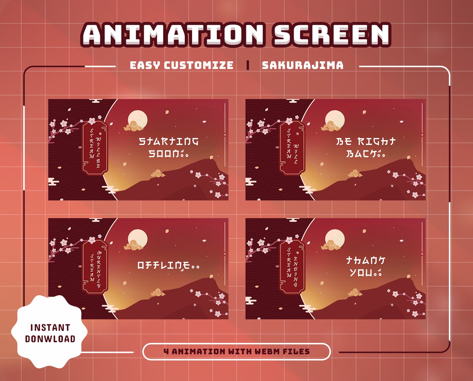 Sakurajima Animated Stream Package/stream Overlay/transition/panels ...