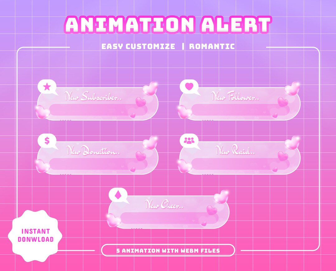 Romantic Animated Stream Alerts/transition/panels/girly/cute/simple ...