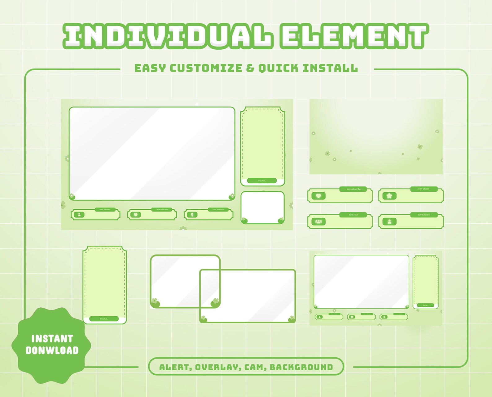 Green Flora Animated Stream Package/transition/stream - Etsy