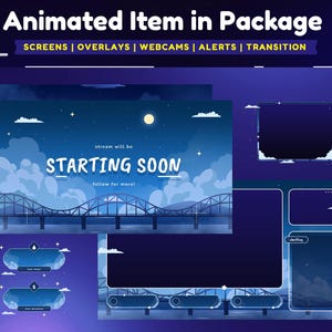 Skybridge Night Animated Stream Overlay Package for Twitch/peaceful ...