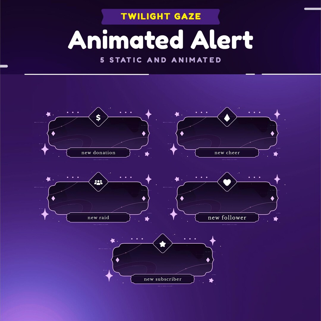 Twilight Gaze Animated Stream Alert Package for Twitch, Kick and ...