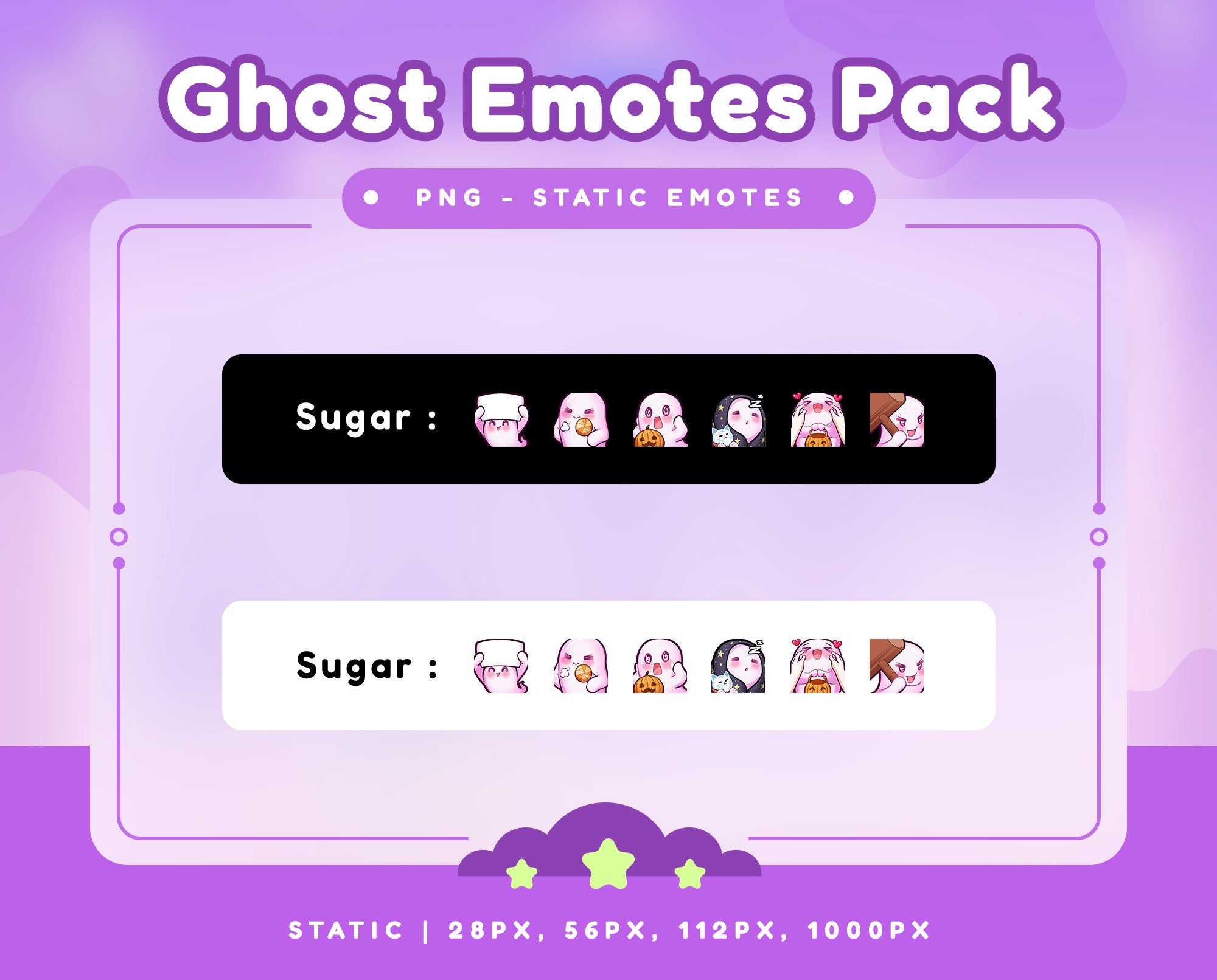 Shock Ghost Emotes Pack/emote Bundle/discord/cute Ghost/spooky Ghost ...