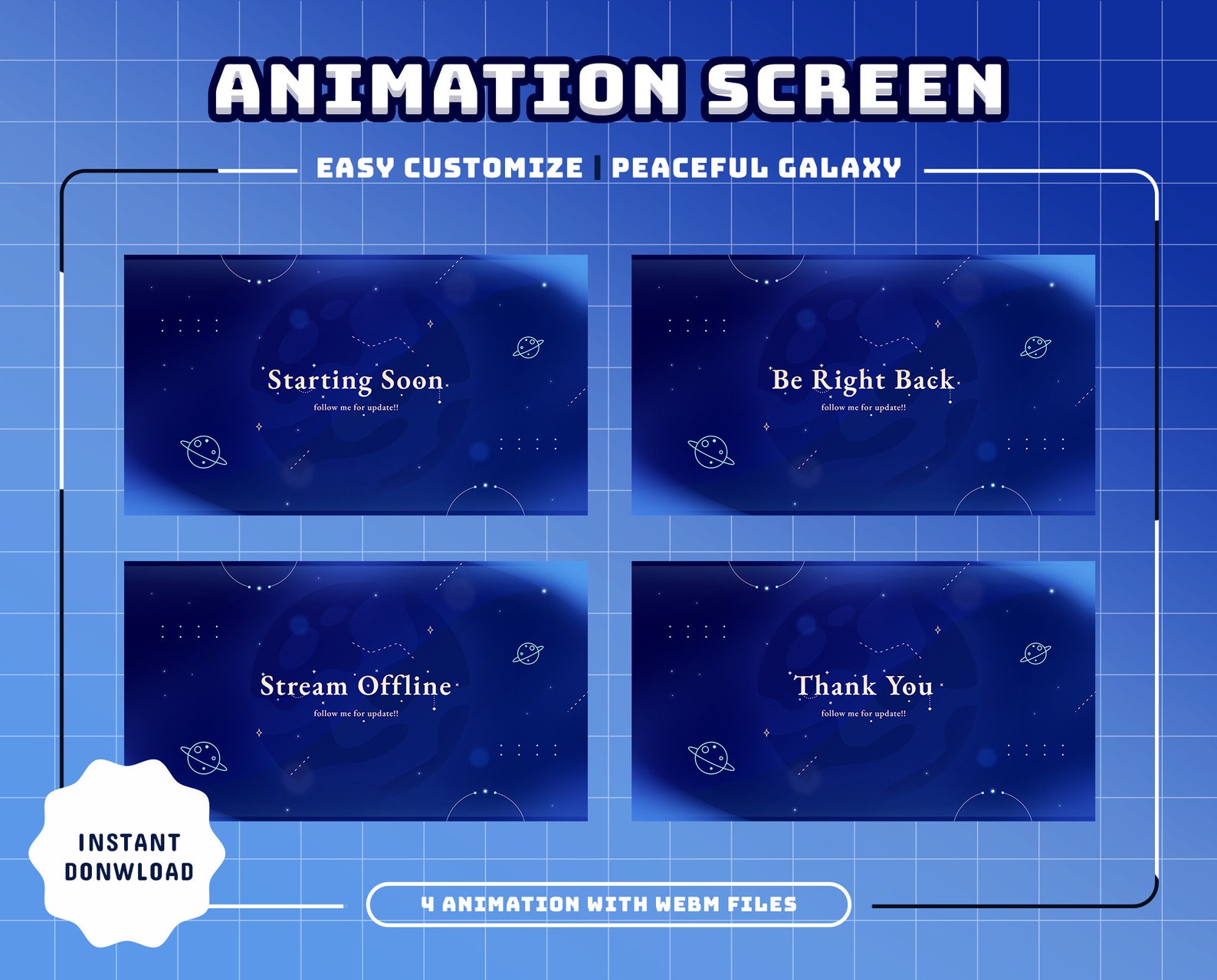 Chill Galaxy Animated Stream Pack | Peaceful Cosmic Overlay for Twitch ...