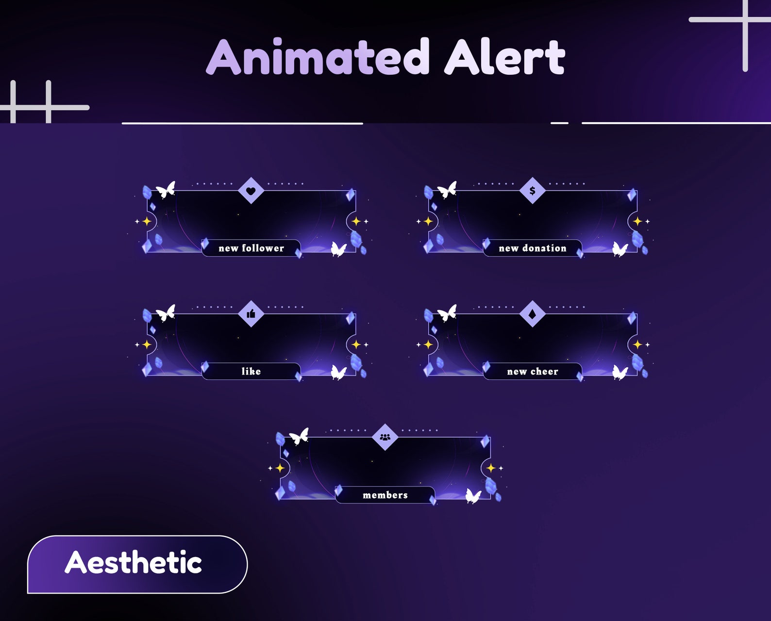 Amethyst Crystal Animated Stream Alerts/transition/stream Overlay ...