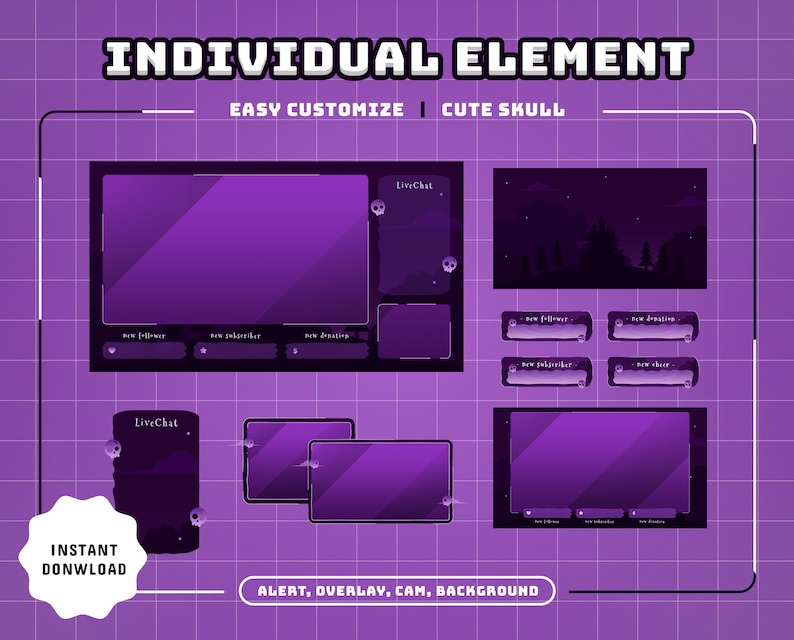 Cute Skull Animated Stream Package/transition/stream - Etsy