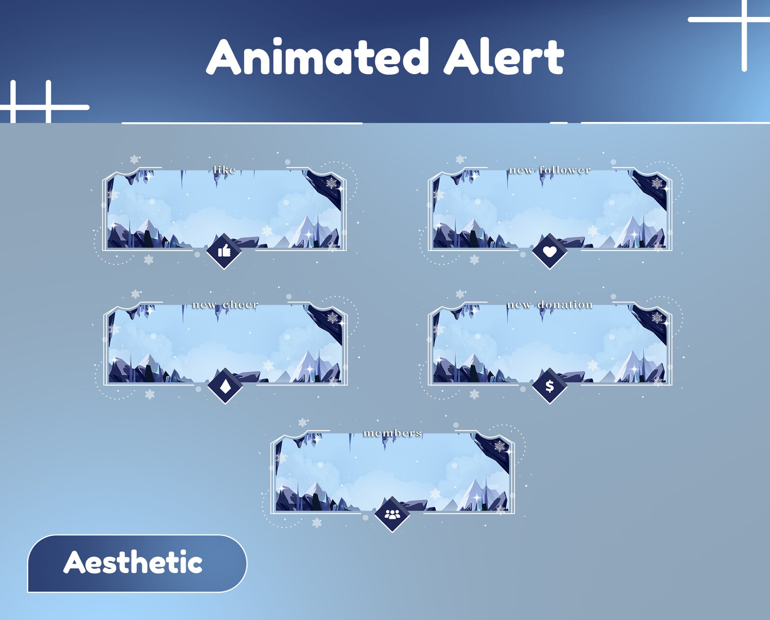 Ice Mountain Animated Stream Pack | Winter Overlay, Alerts, Transitions ...