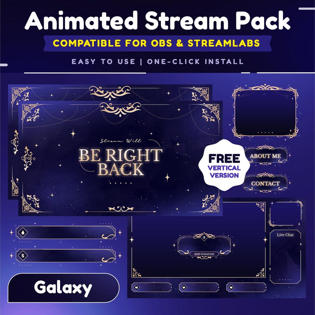 Midnight Majesty Animated Stream Overlay: Celestial Cosmic Theme - Etsy