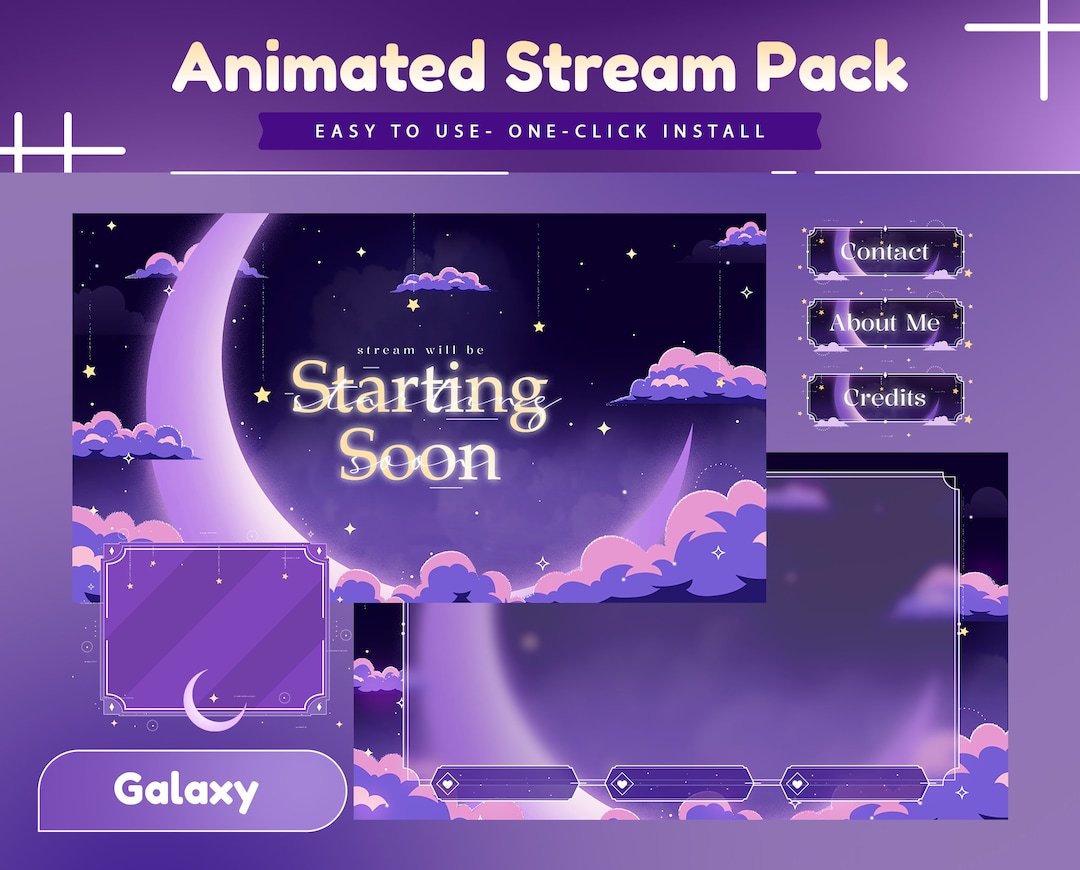 Galactic Dreamweave Animated Stream Pack/galaxy Twitch Overlay/cloud ...