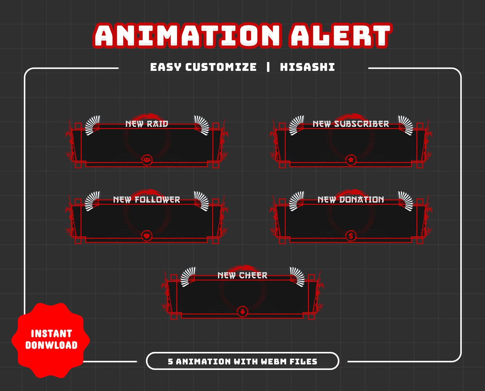 Hisashi Animated Stream Package/stream Overlay/japanese Theme ...