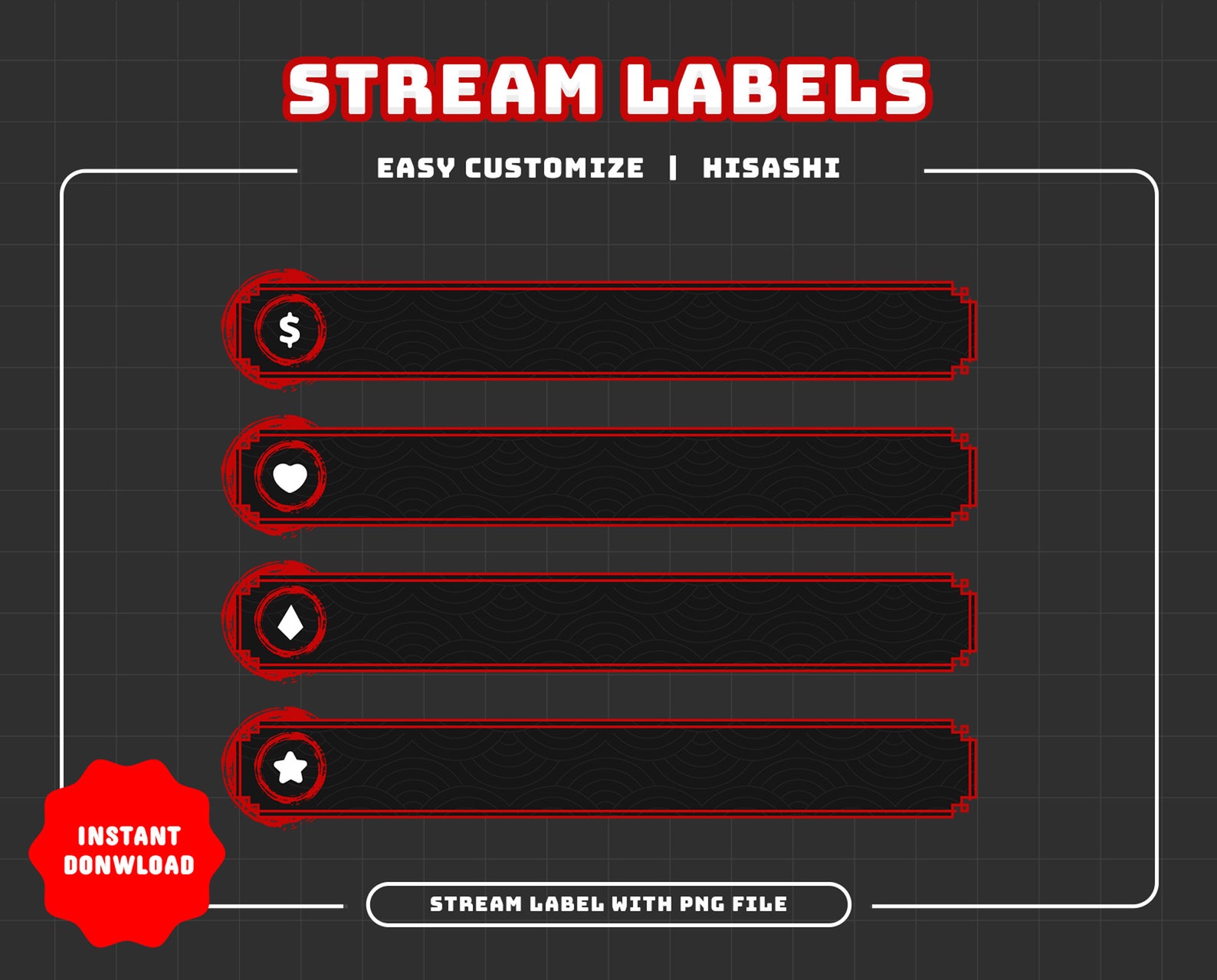 Hisashi Animated Stream Package/stream Overlay/japanese Theme ...