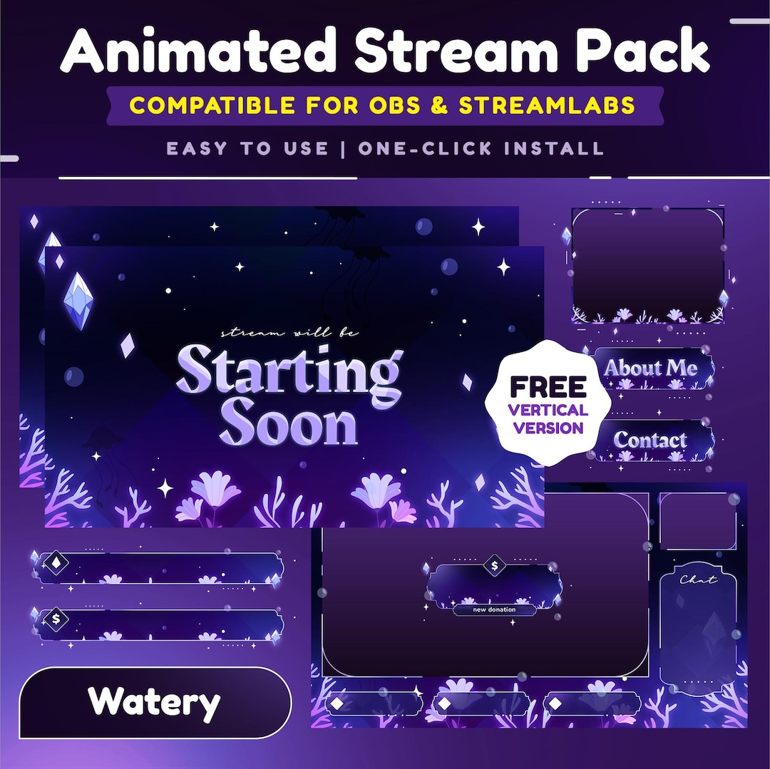 Undersea Cascade Animated Stream Overlay Package for Twitch/sparkling ...