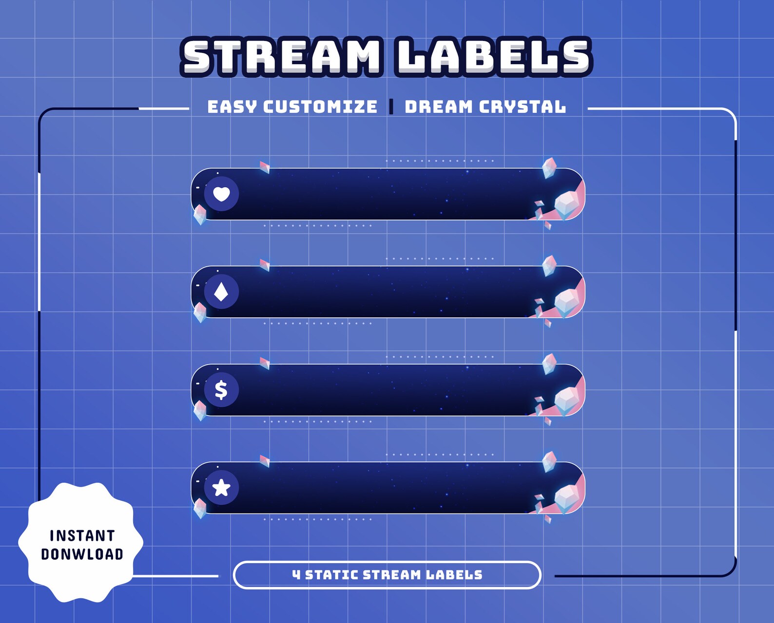Dream Crystal Animated Stream Package/transition/stream Overlay/panels ...