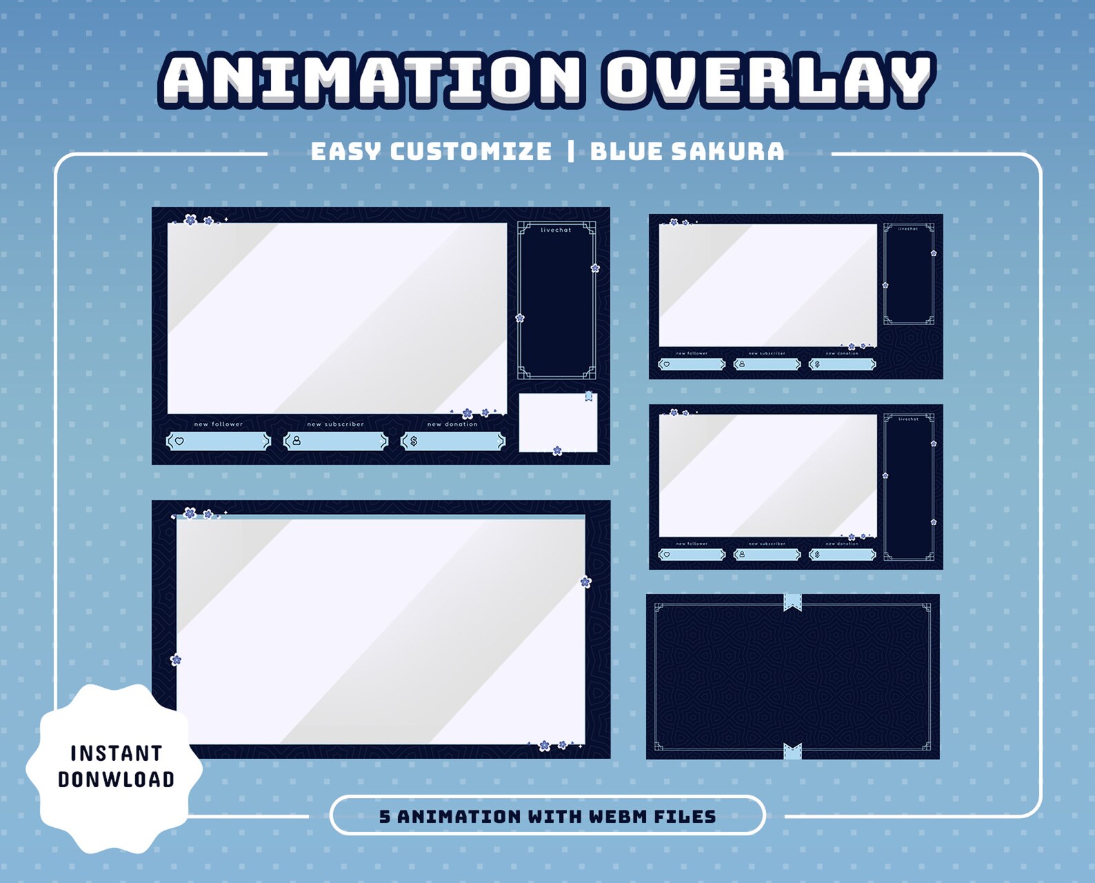 Blue Sakura Animated Stream Package/sakura/japanese Theme/stream ...