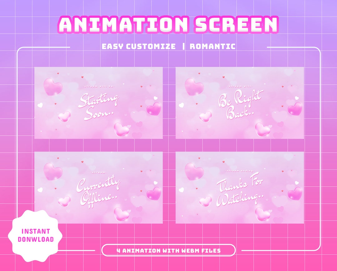 Romantic Animated Stream Screen/transition/panels/girly/cute/simple ...