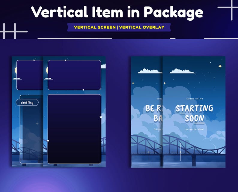 Skybridge Night Animated Stream Overlay Package for Twitch/peaceful ...