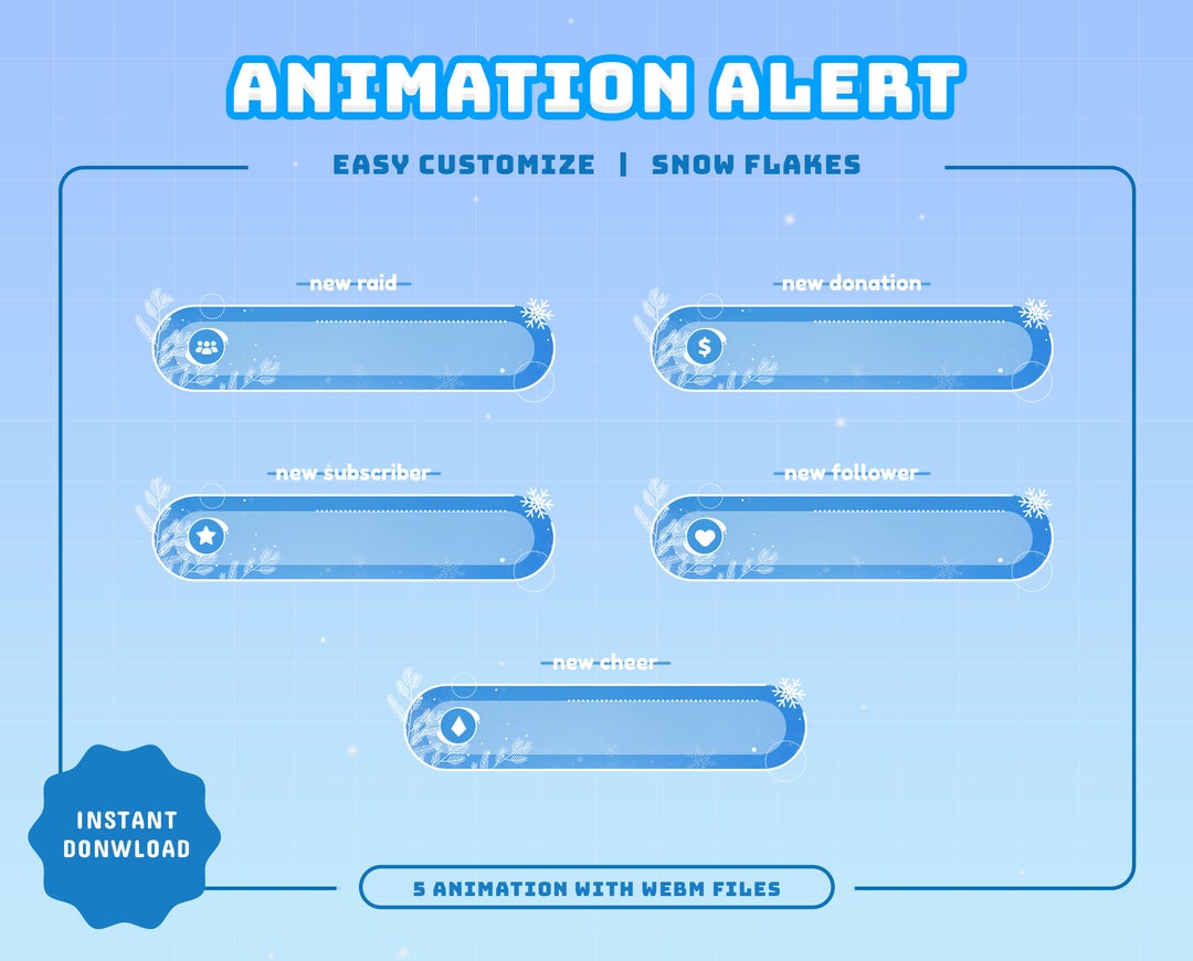 Snow Flakes Animated Stream Alerts/stream Overlay/snow Theme/cute Theme ...
