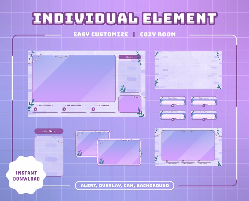 Cozy Indoor Stream Package | Animated Room Overlay, Alerts, Panels (OBS ...