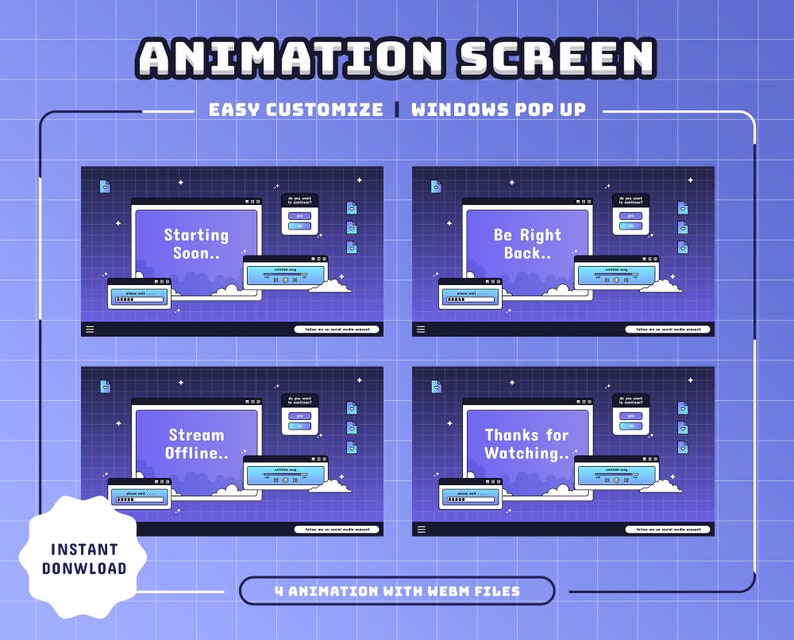 Animated Stream Screens: Windows Pop-up Theme (digital Download) - Etsy