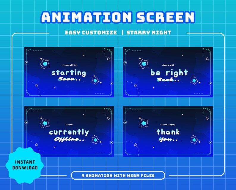 Starry Night Animated Stream Screen/transition/stream - Etsy
