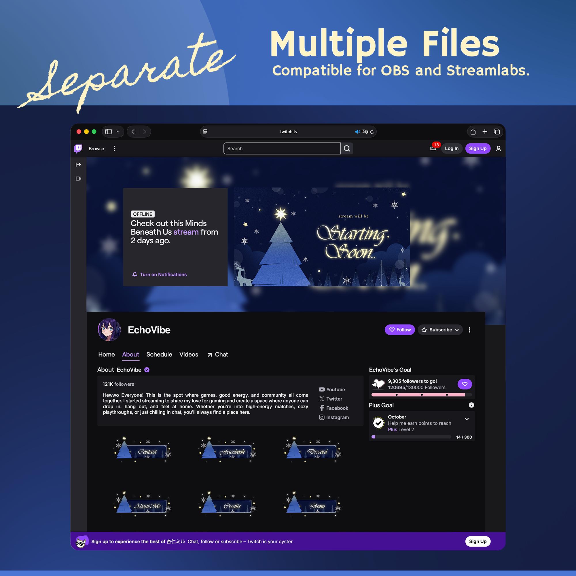 Animated Blue Winter Stream Package: Silent Christmas Theme for Tiktok ...