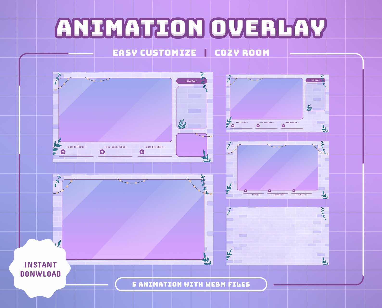 Cozy Room Animated Stream Package/transition/stream Overlay/panels/calm ...