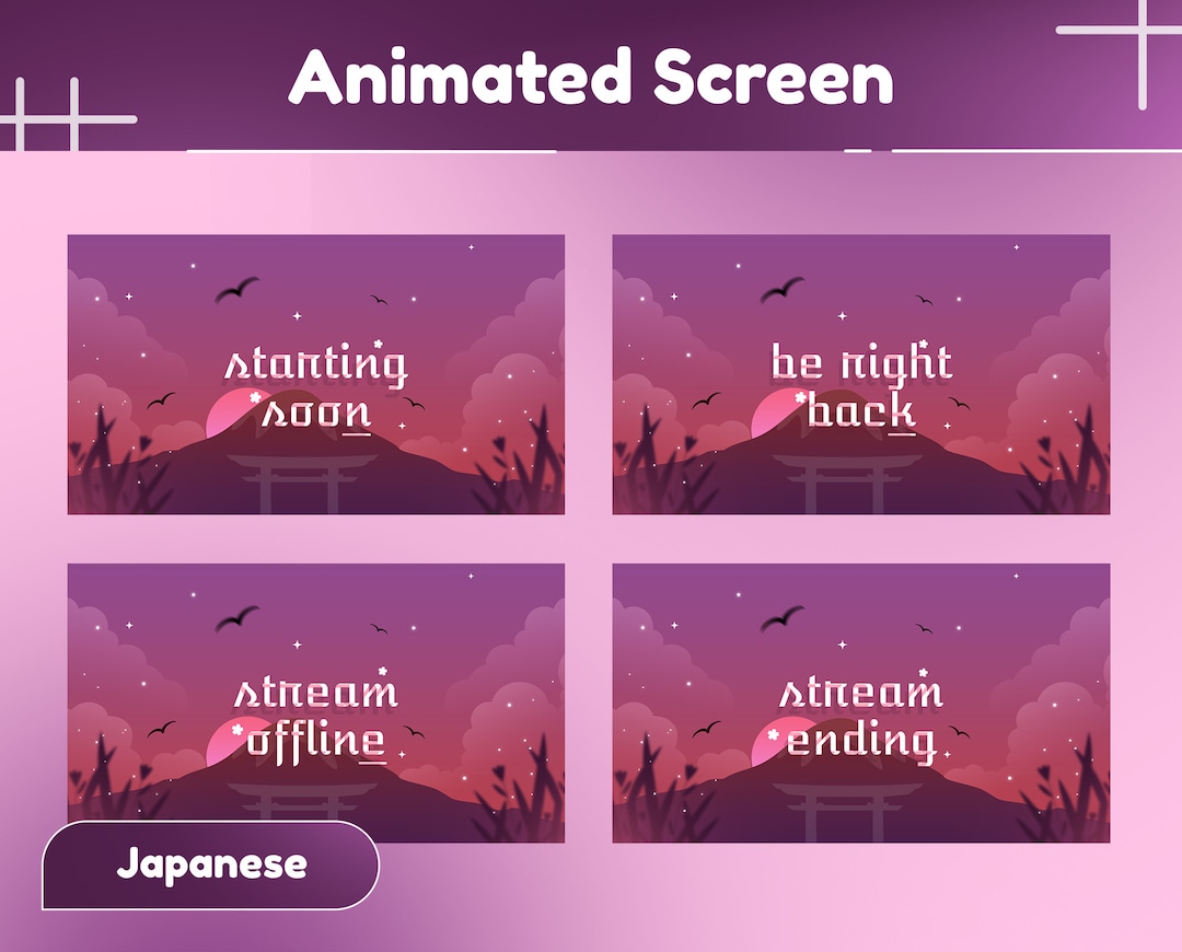Yuyake Animated Screen Package/cute Twitch Overlay/mountain/panels/sky ...
