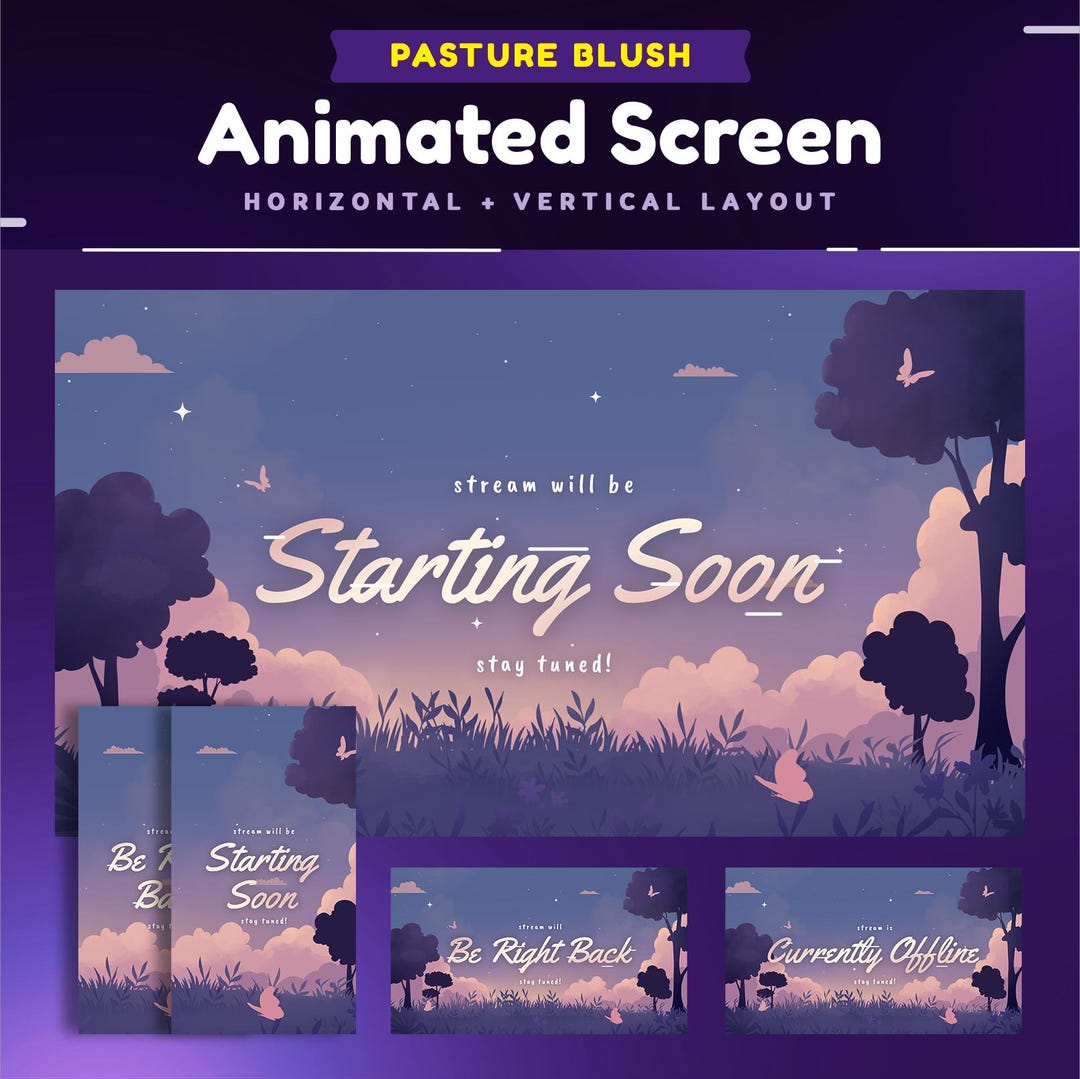 Pastures Blush Animated Stream Screen Package for Twitch/blue Twitch ...