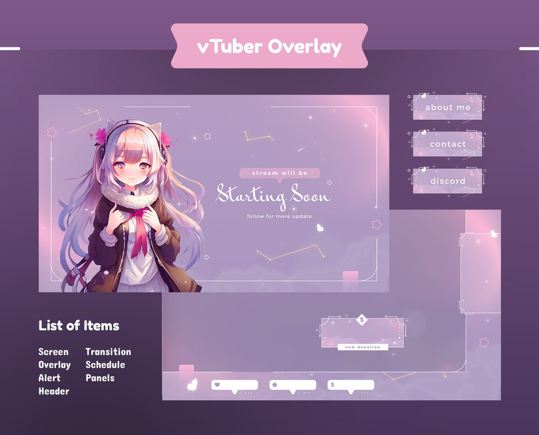Stardust Vtuber Animated Stream Package/stream Overlay/transition ...