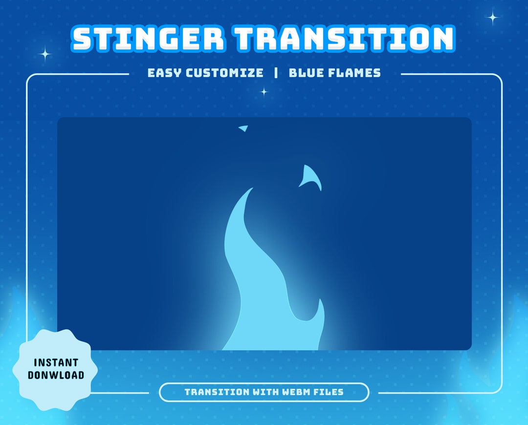 Blue Flames Animated Stream Transition/stream Overlay/transition/panel ...