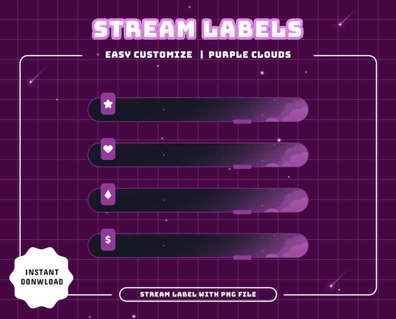 Purple Cloud Animated Stream Package/transition/stream Overlay/panels ...