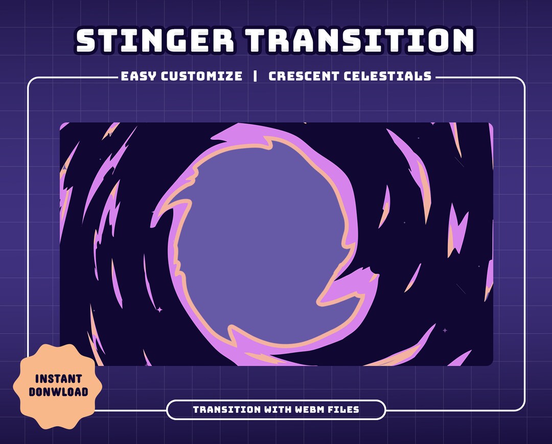 Crescent Celestials Animated Transition/stream Overlay/purple/orange ...