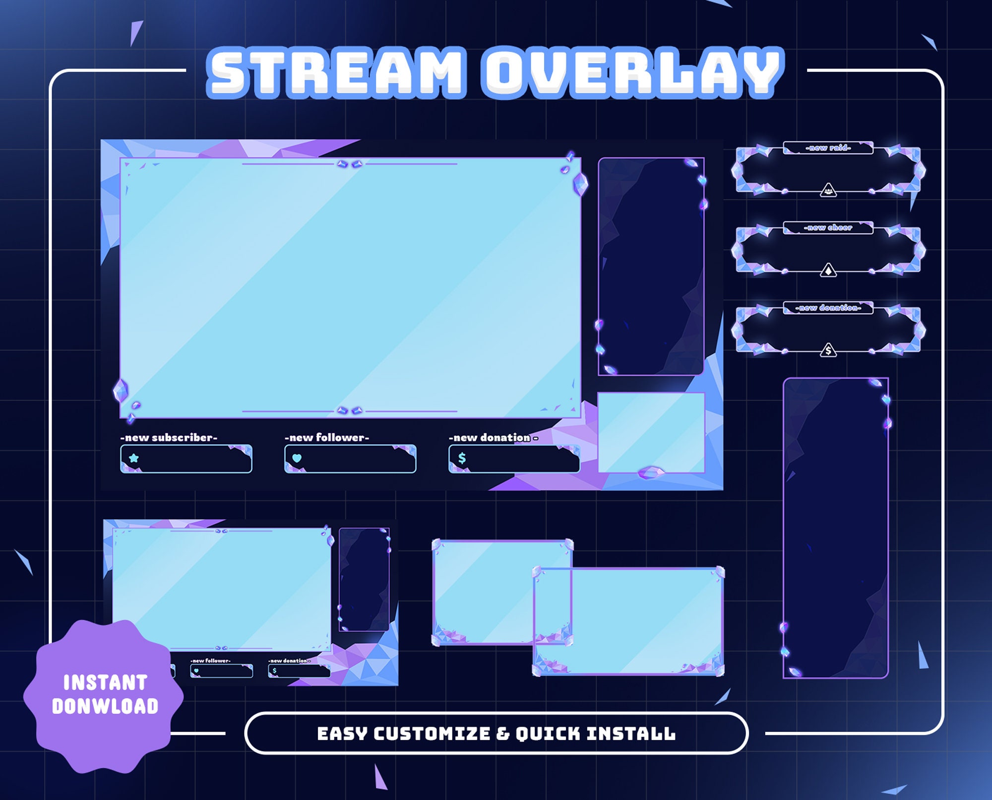 Crystal Shards Animated Stream Package/transition/stream Overlay/panels ...