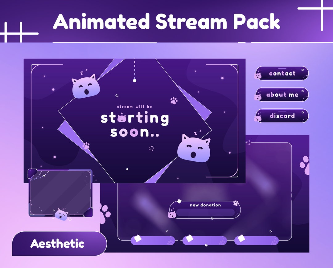 Sleepy Cat Animated Stream Package/transition/stream - Etsy