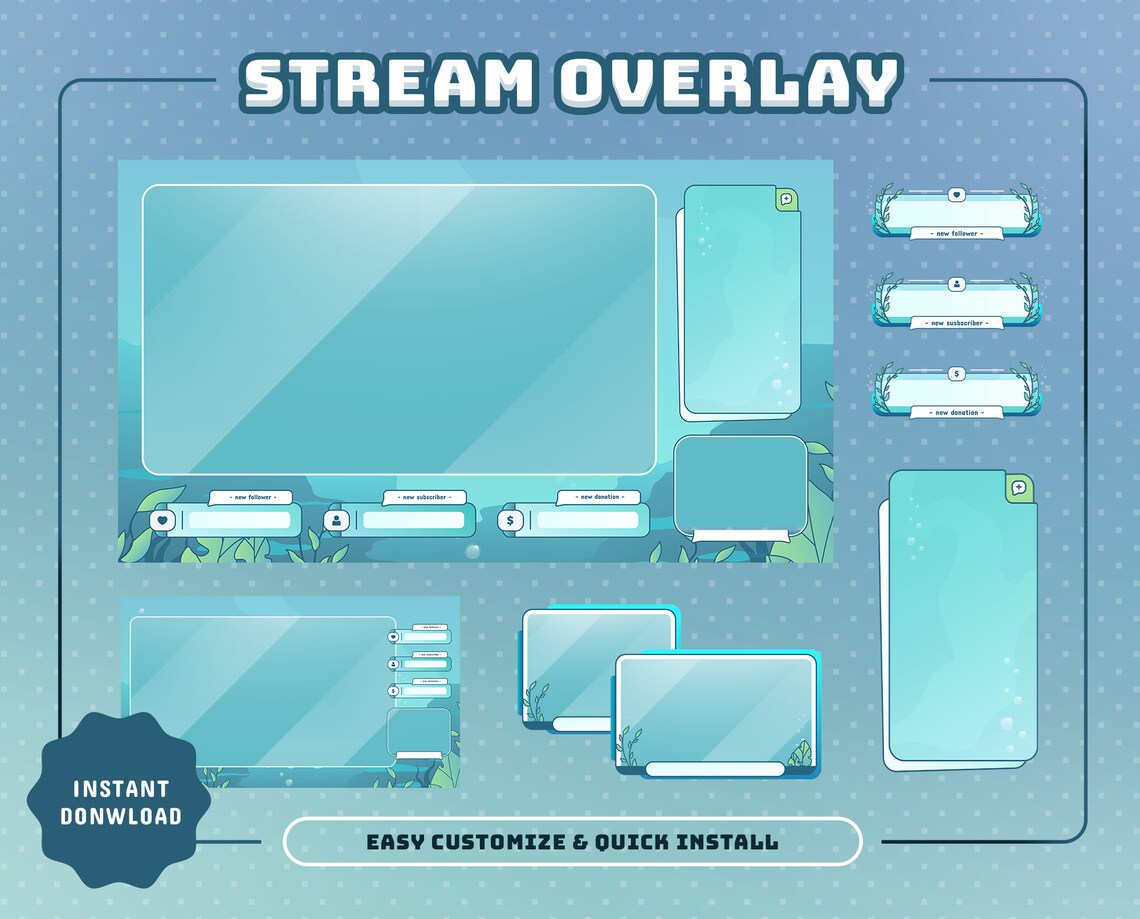 Seaweed Bubble Animated Stream Package/stream Overlay/stream - Etsy