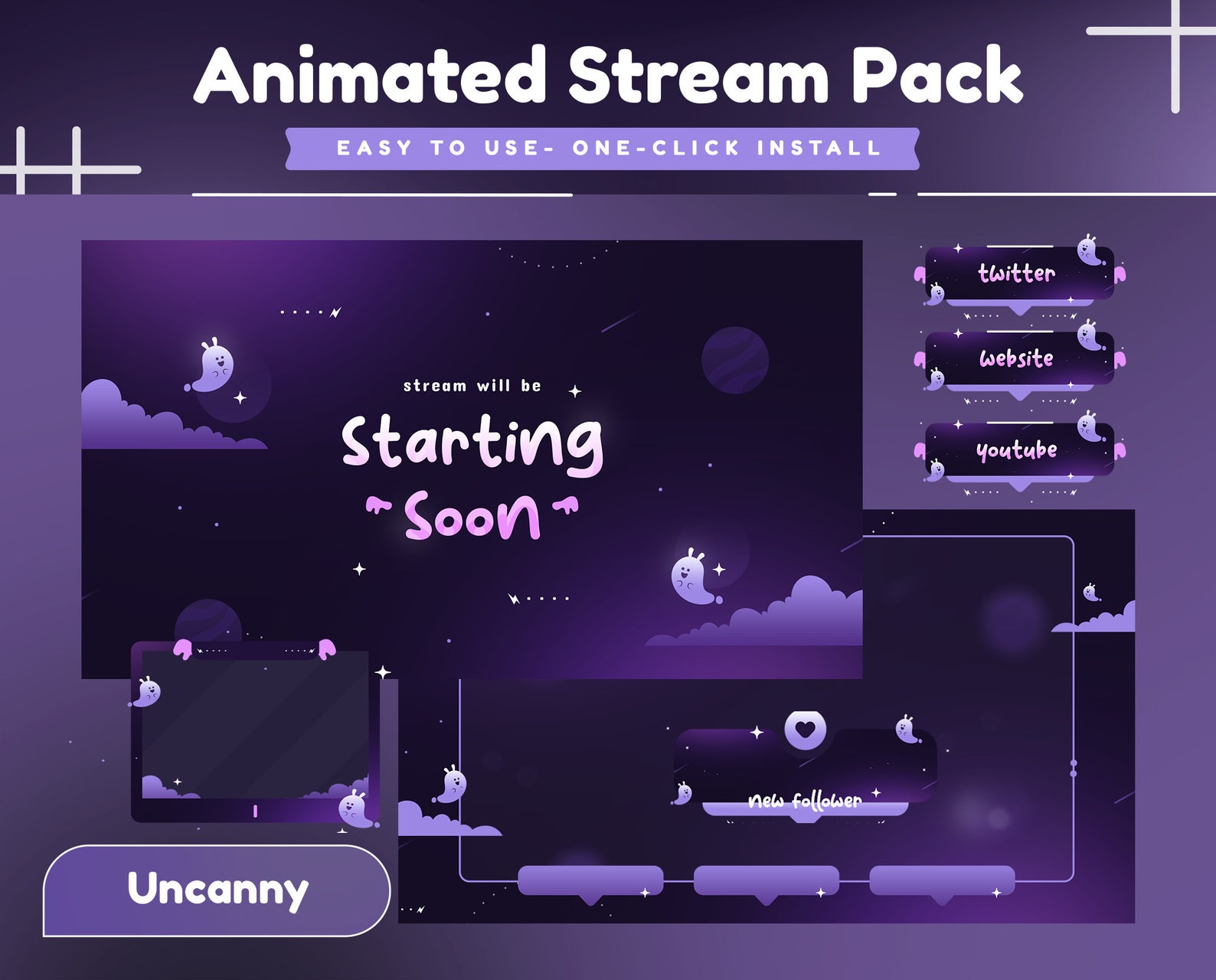 Eerie Night Animated Stream Package-stream Overlay/panels/horror/cute ...