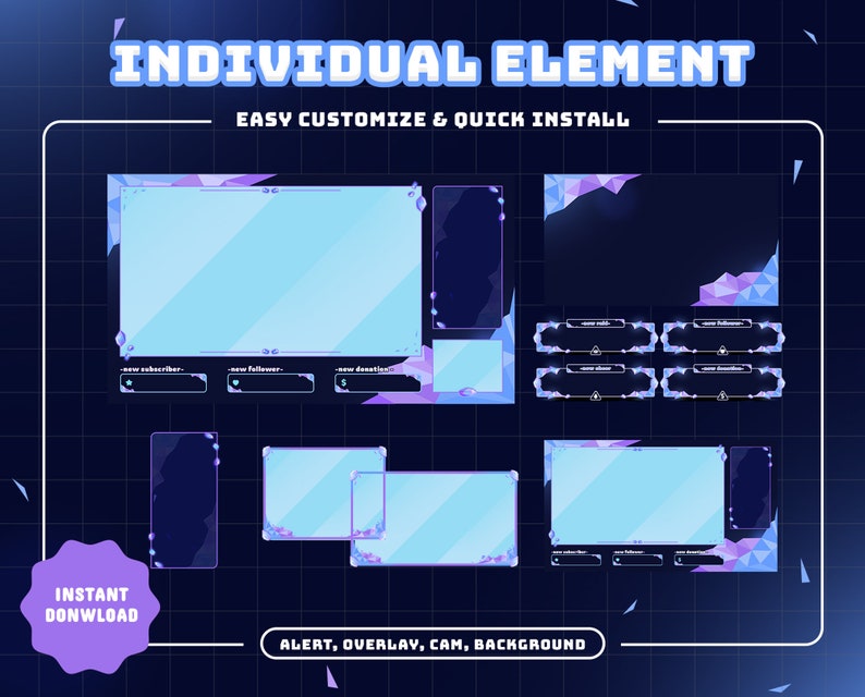 Crystal Shards Animated Stream Package/transition/stream Overlay/panels ...