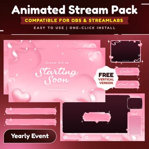 Sweetheart Flair Animated Stream Overlay Package for Twitch/soft Pink ...